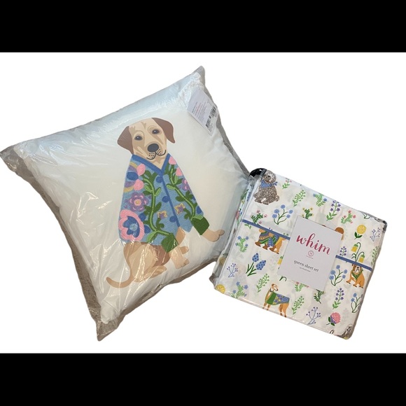 Whim | Bedding | New Queen Dog Sheet Set With Coordinating Pillow Bark ...